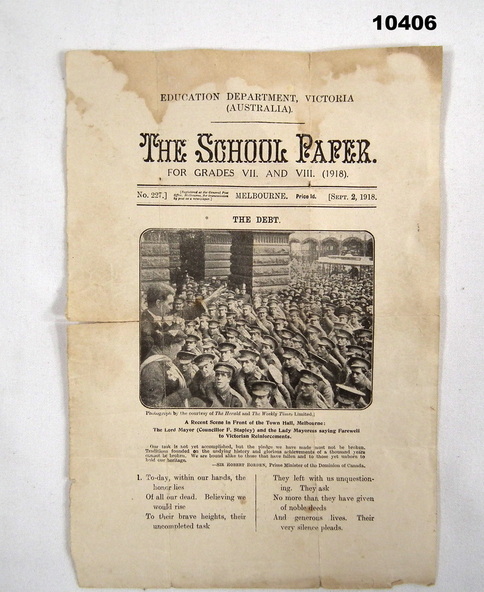 Newsletter - THE SCHOOL PAPER, WW1, Sept 1918