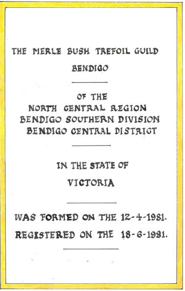 Certificate - Merle Bush Trefoil Guild