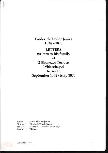 Document - FREDERICK TAYLOR JAMES AND SONS (FREDERICK TAYLOR AND ALBERT ...