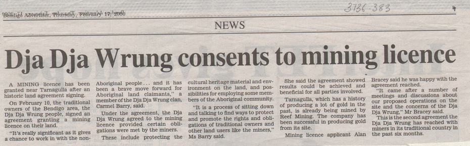 Newspaper - Kangaroo Flat Gold Mine Collection: Dja Dja Wurrung