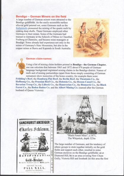 Document - German miners on the Bendigo gold field