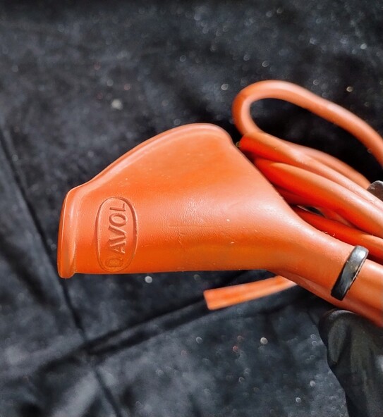 Davol rubber funnel with tubing, Davol