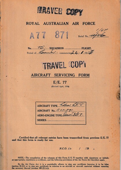 Journal (Item) - Royal Australian Air Force - aircraft servicing forms ...