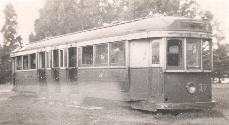 Photograph - SECV Geelong tram 38 at Queens Park, Warrington Cameron, 1957