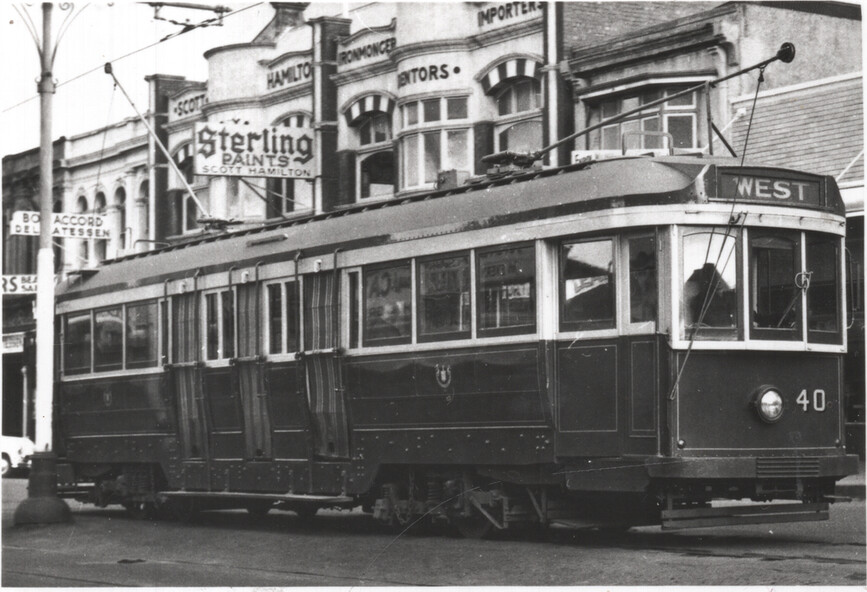 Photograph - SECV Geelong tram 40 in Ryrie St, Lindsay Crow, 1955