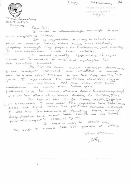 Letter - Hand-Written - Two Registered Letters Mislaid, Request Copies